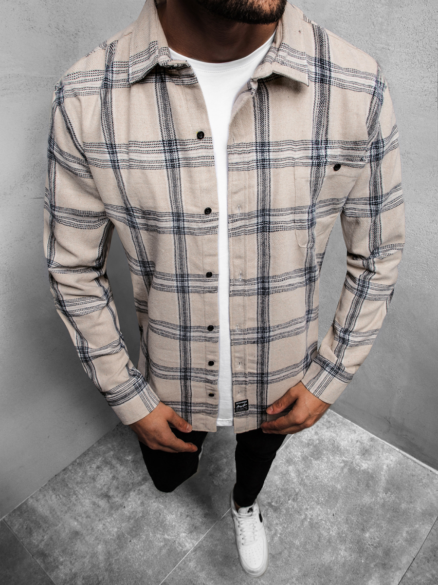 Herren Hemd Beige OZONEE MACH/G501 | OZONEE