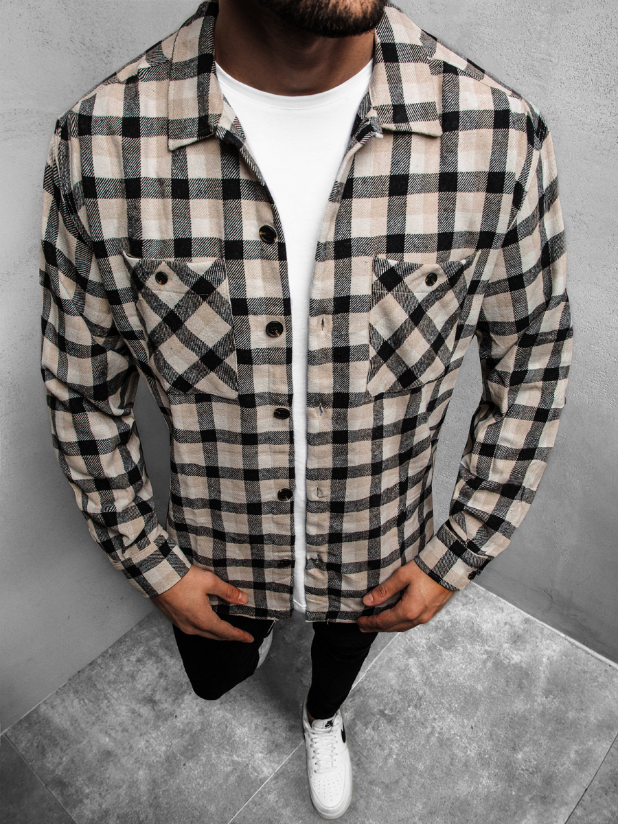 Herren Hemd Beige OZONEE MACH/G503 | OZONEE