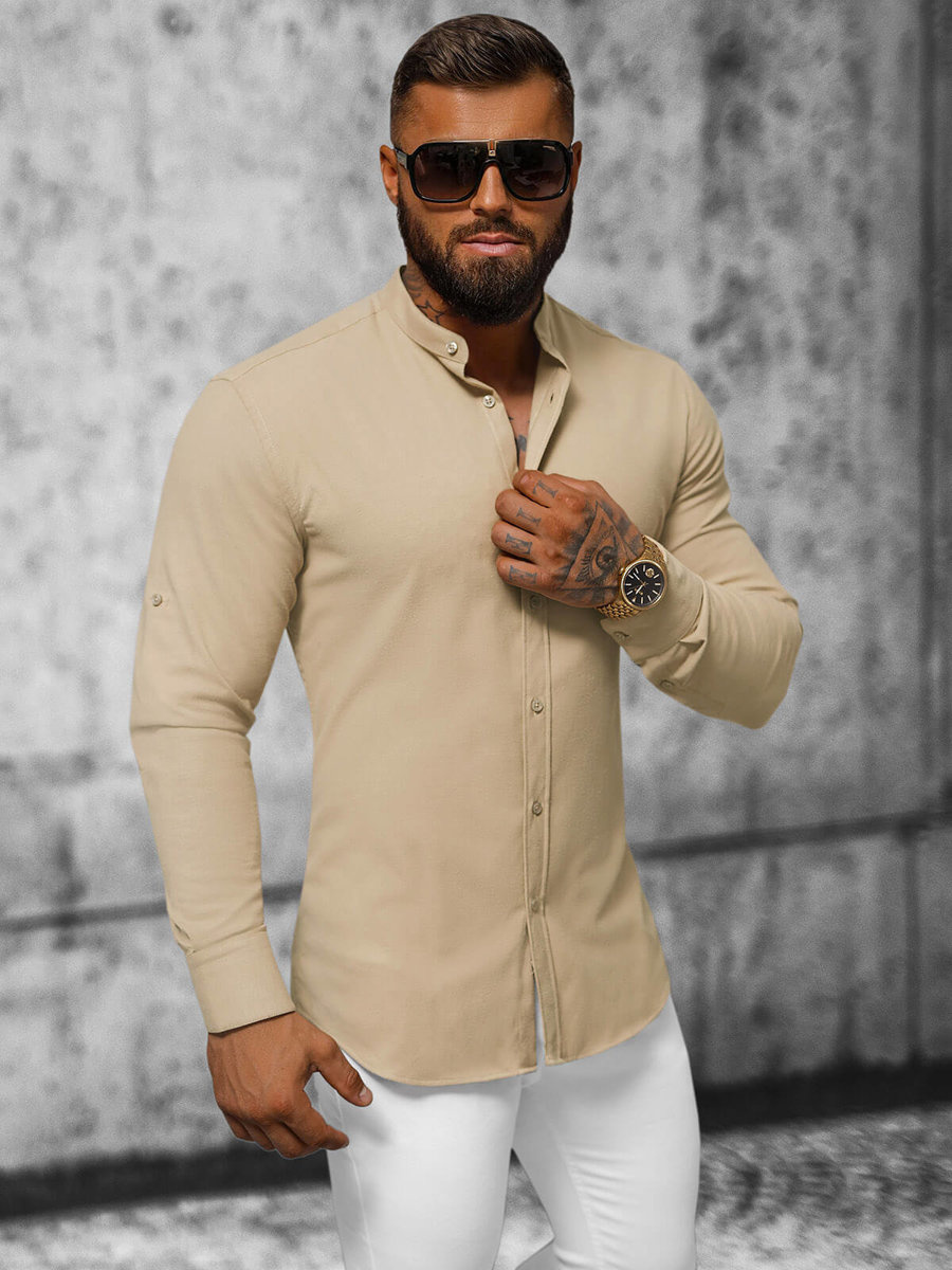 Herren Hemd Beige OZONEE O/V56 | OZONEE