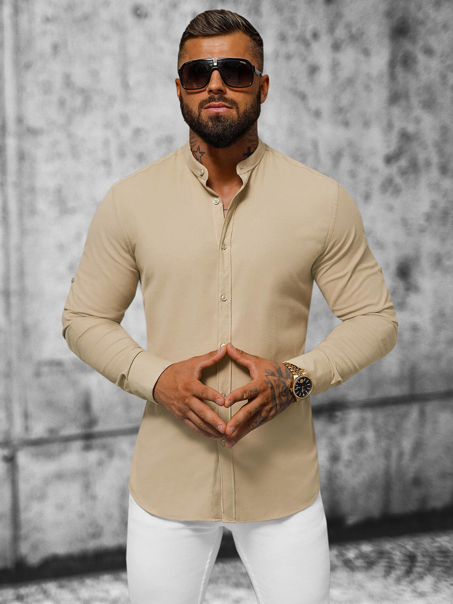 Herren Hemd Beige OZONEE O/V56 | OZONEE