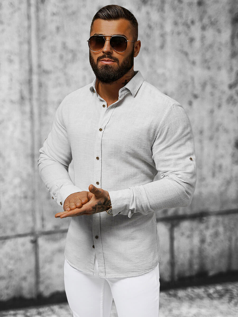 Herren Hemd Grau OZONEE O/V27 | OZONEE