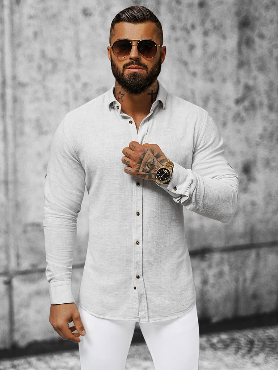 Herren Hemd Grau OZONEE O/V27 | OZONEE