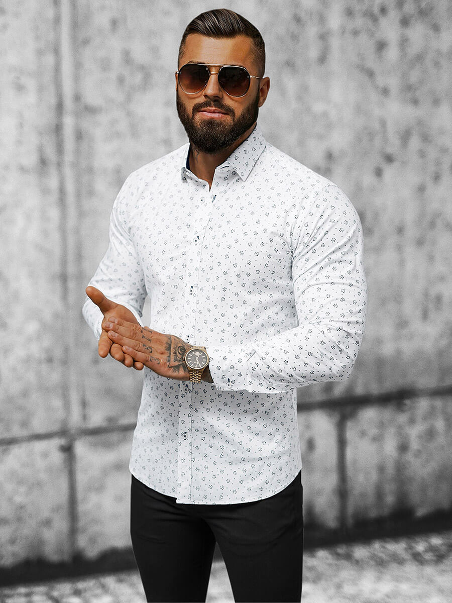 Herren Hemd Weiß OZONEE O/V10 | OZONEE