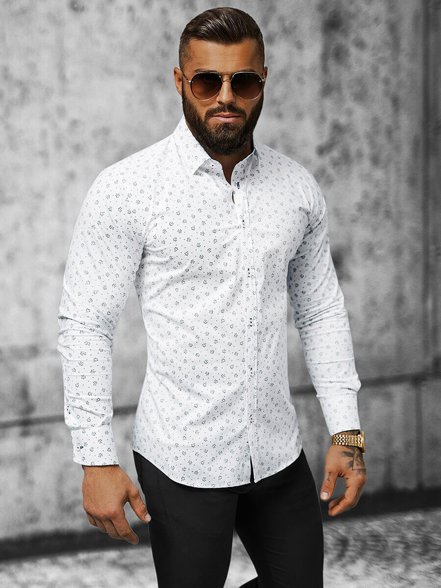 Herren Hemd Weiß OZONEE O/V10 | OZONEE