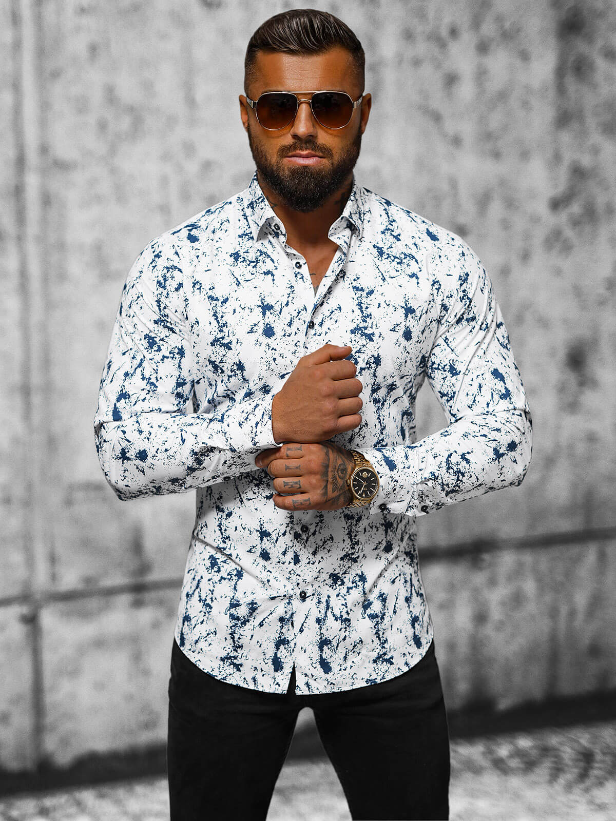 Herren Hemd Weiß OZONEE O/V74 | OZONEE