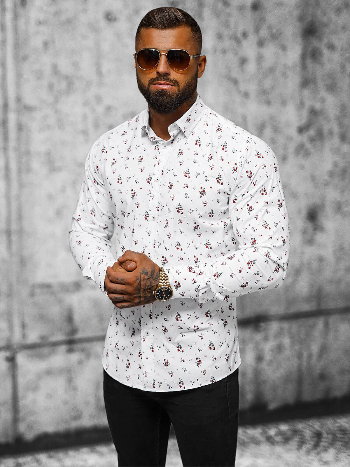 Herren Hemd Weiß OZONEE O/V67 | OZONEE